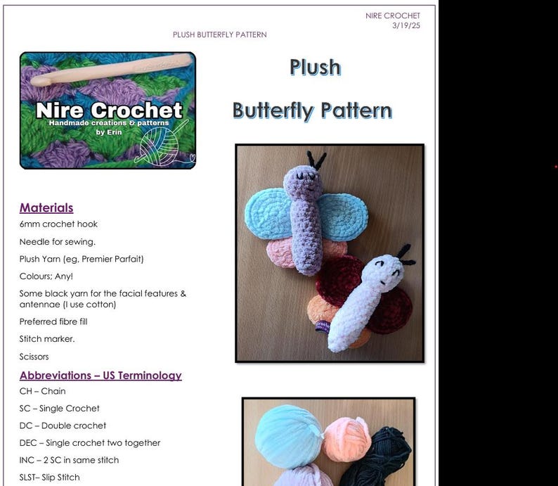 Butterfly Plushie Crochet Pattern: Amigurumi Toy (PDF Pattern) - Etsy