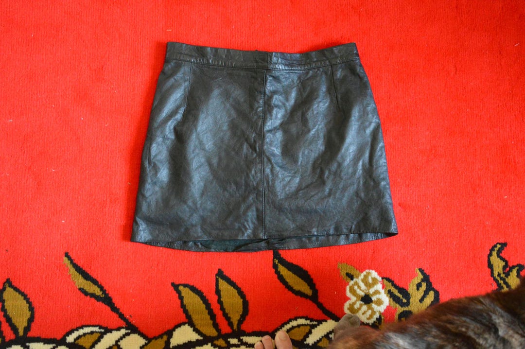 Vintage Leather Mini Skirt // Classic 90s Micro Mini 60s Genuine ...