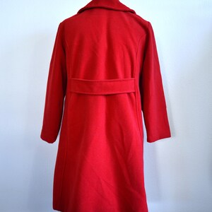 Vintage 2000's Red Coat // Red Wool Pleat Front Long Ladies Coat Warm ...