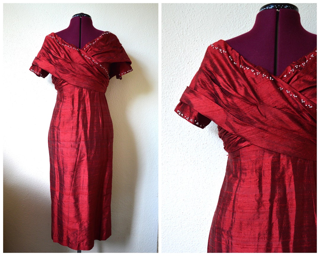 Vintage 1980's Red Cocktail Dress // Evening Formal Party Holiday ...