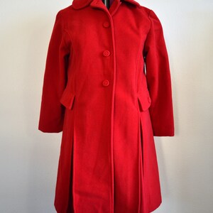 Vintage 2000's Red Coat // Red Wool Pleat Front Long Ladies Coat Warm ...