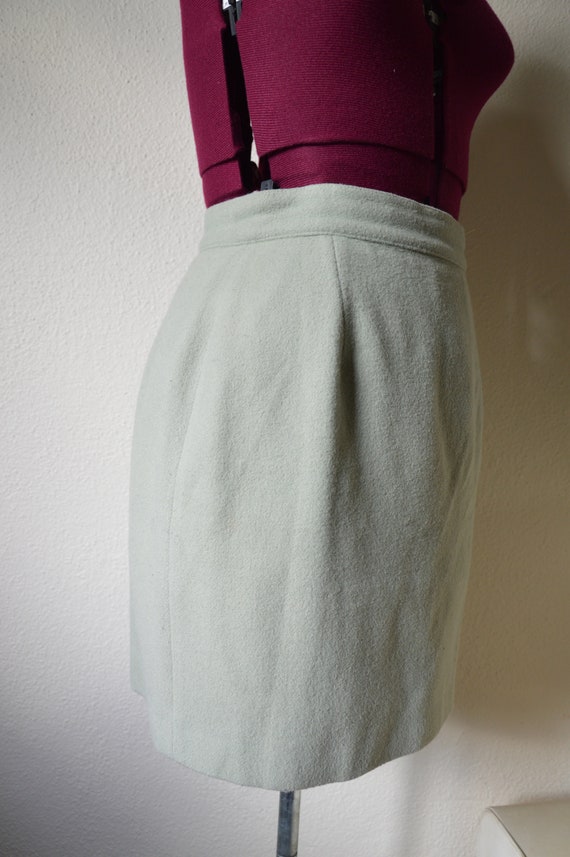 Vintage 60's mini skirt // mint green pastel wool ski… - Gem