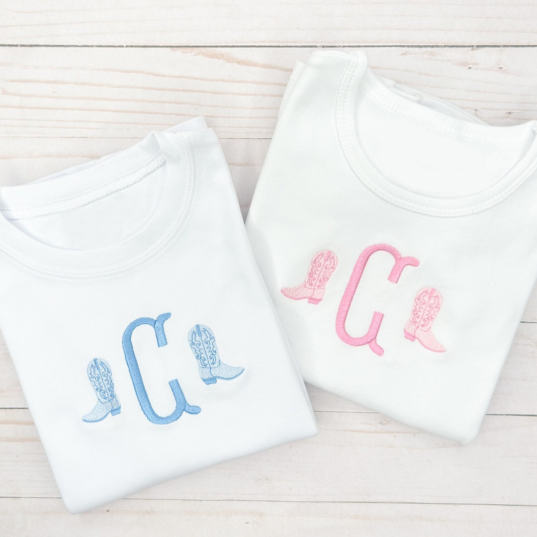 Little Boy Toddler Cowboy Boots Monogram Western Fishtail Initial Shirt ...