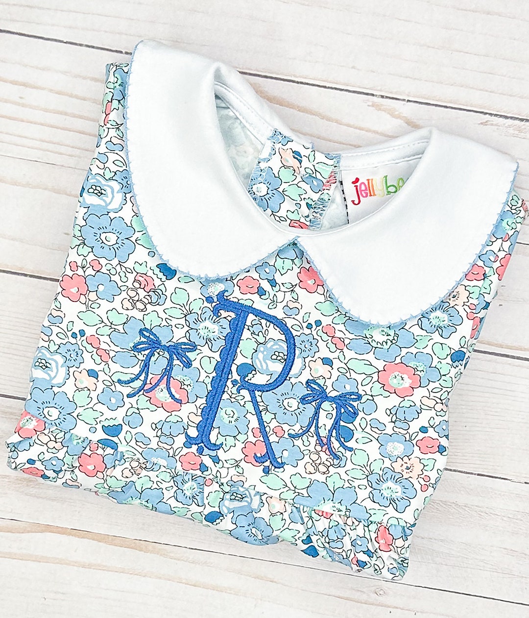 Blue Floral Monogram Dress Girls Monogram Fall Dress Toddler - Etsy