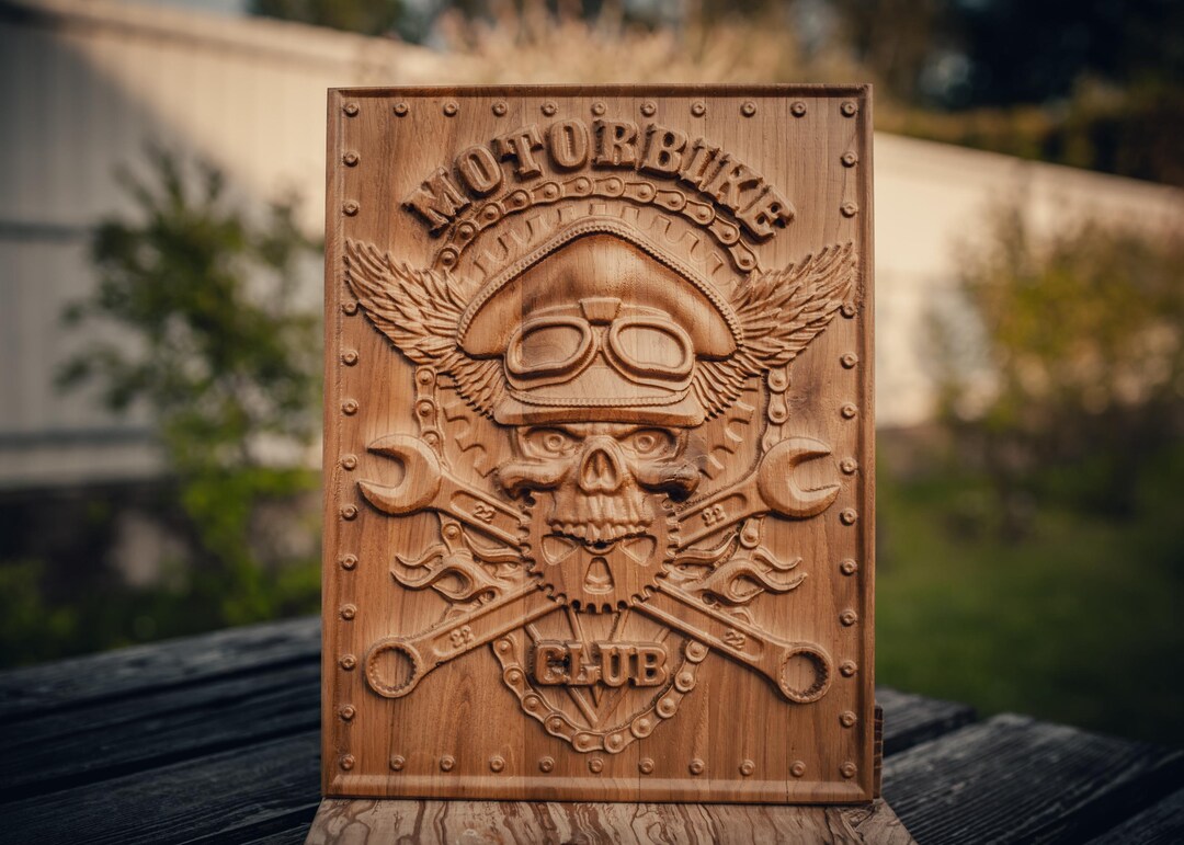 Custom Ash Wood Motorcycle Club Logo. Handmade Wooden Wall Art ...