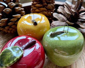 Apple Ceramic Sculpture Apple Fruits Turquoise Blue Glaze | Etsy