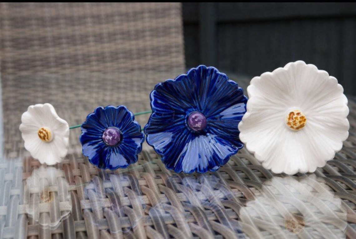 Ceramic Cornflower in Blue&white/ 2 Size Available - Etsy