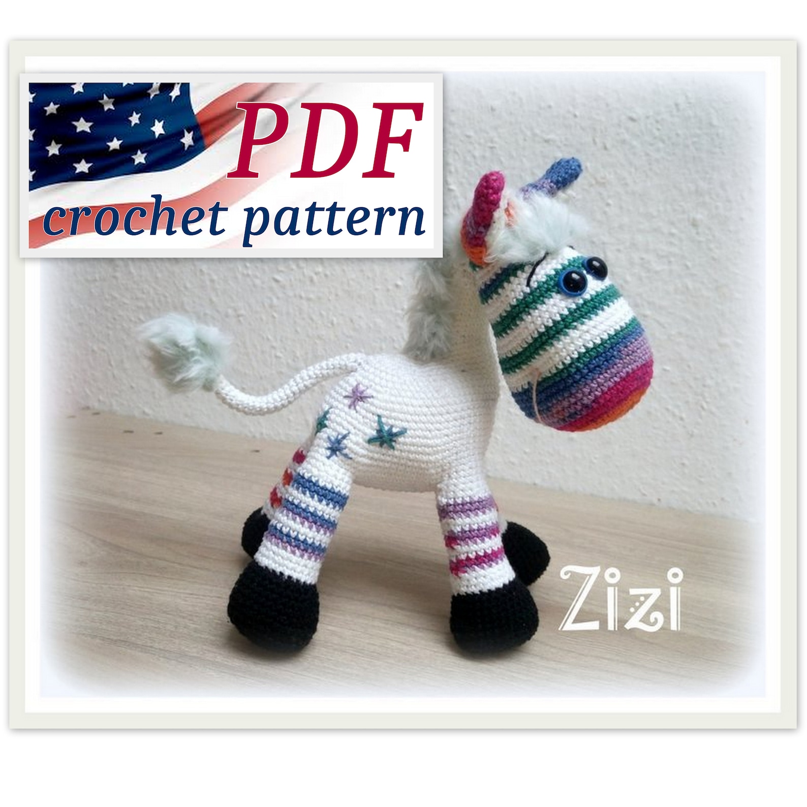 Zizi the Zebra Crochet Amigurumi Pattern -häkel Anleitung Pdf in ...