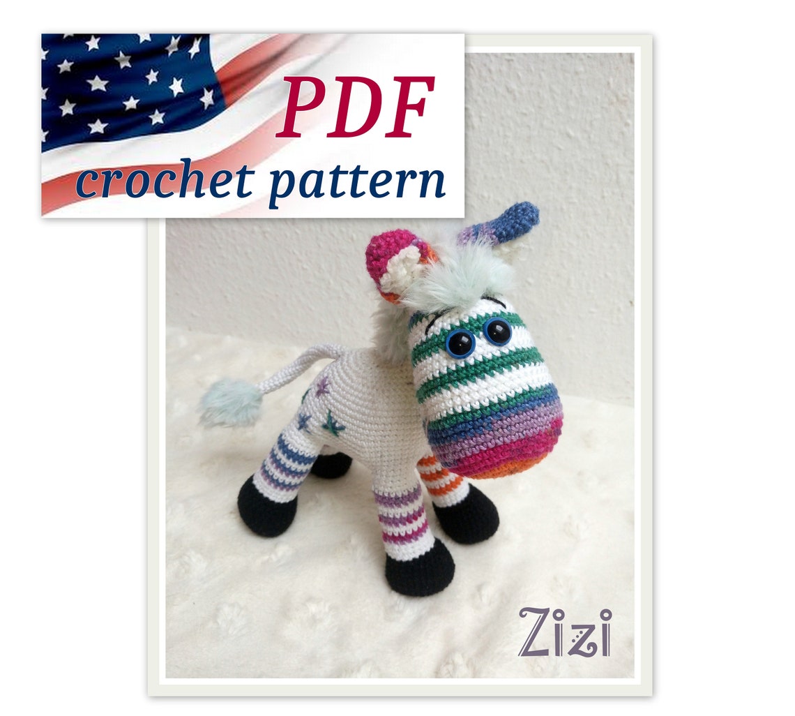 Zizi the Zebra Crochet Amigurumi Pattern -häkel Anleitung Pdf in ...