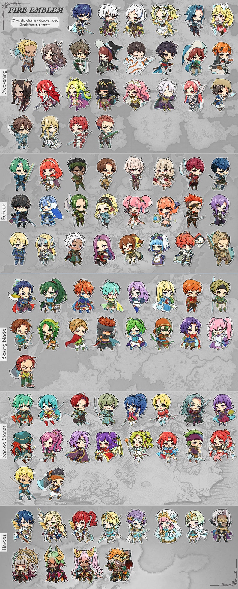 PRE-ORDER Fire Emblem 2 Charms 250 Characters Three - Etsy