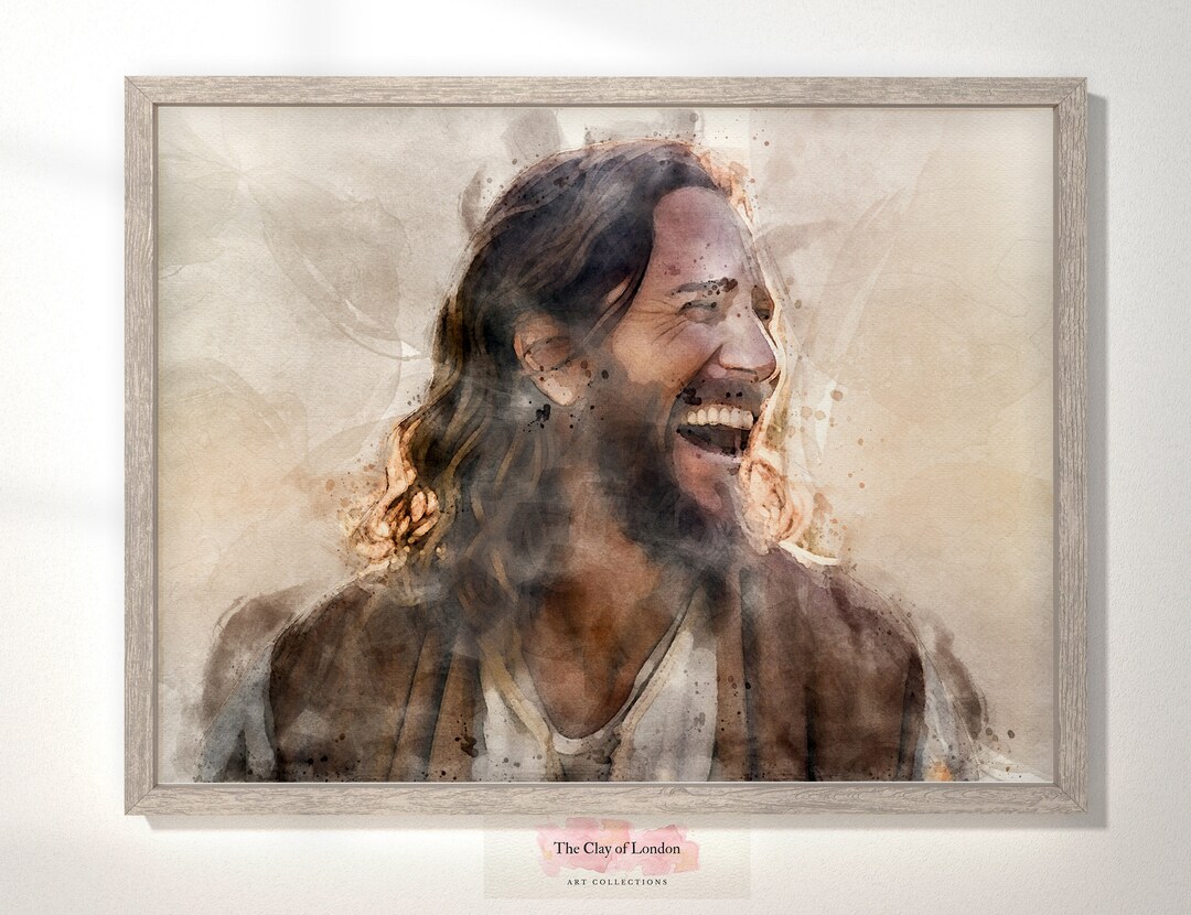 Jesus Smiling Wall Art, Son of God Laughing, Christ Portrait, Jesus ...