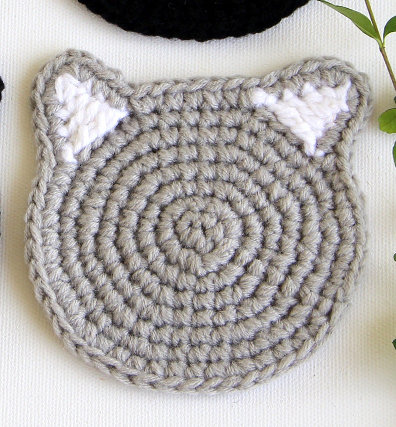 Cat Face Coaster Set Crochet Cat Head Coaster Cat Lover - Etsy Sweden