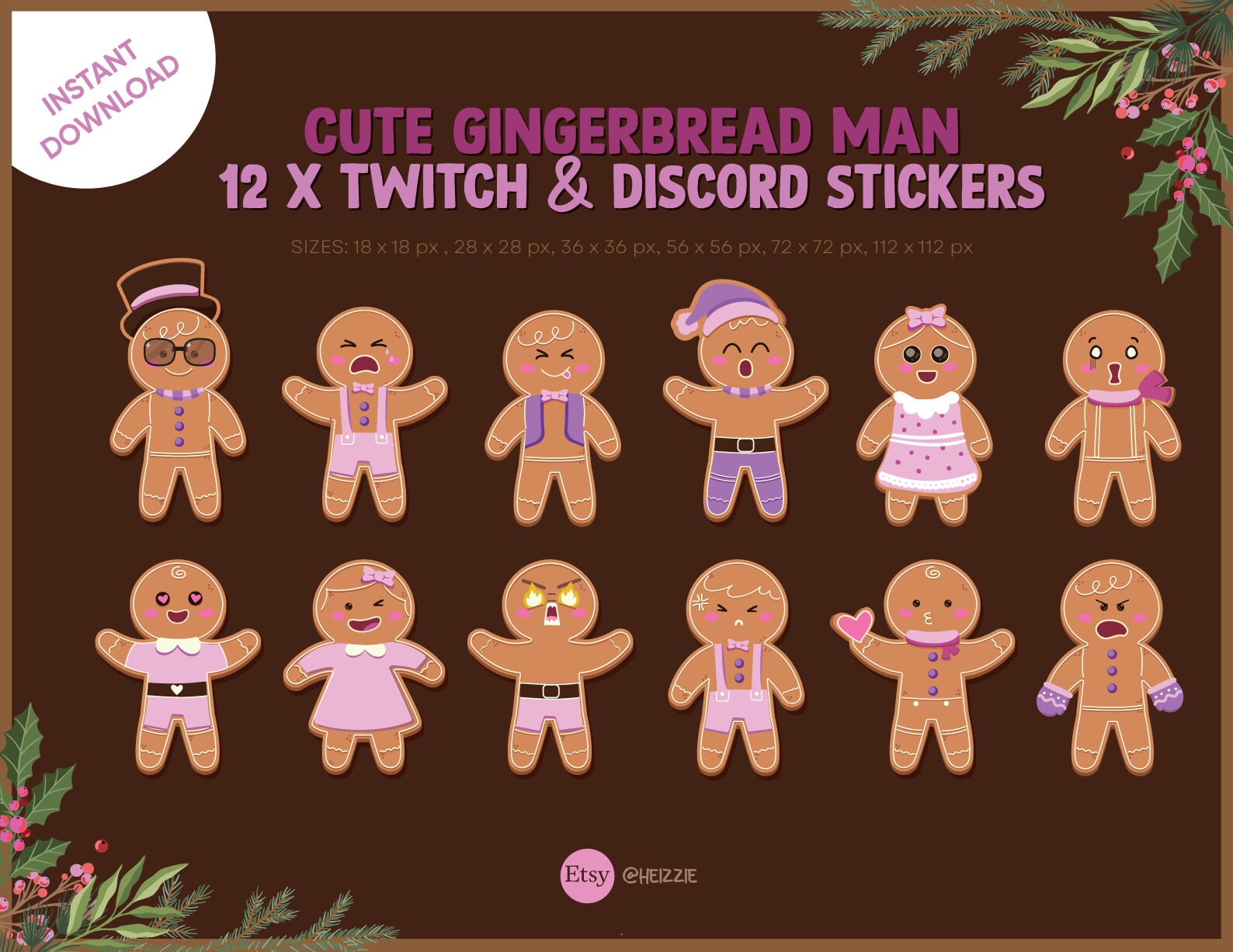 Pink Gingerbread Man Cute Twitch, Tik Tok Discord Bit Badges Cute ...