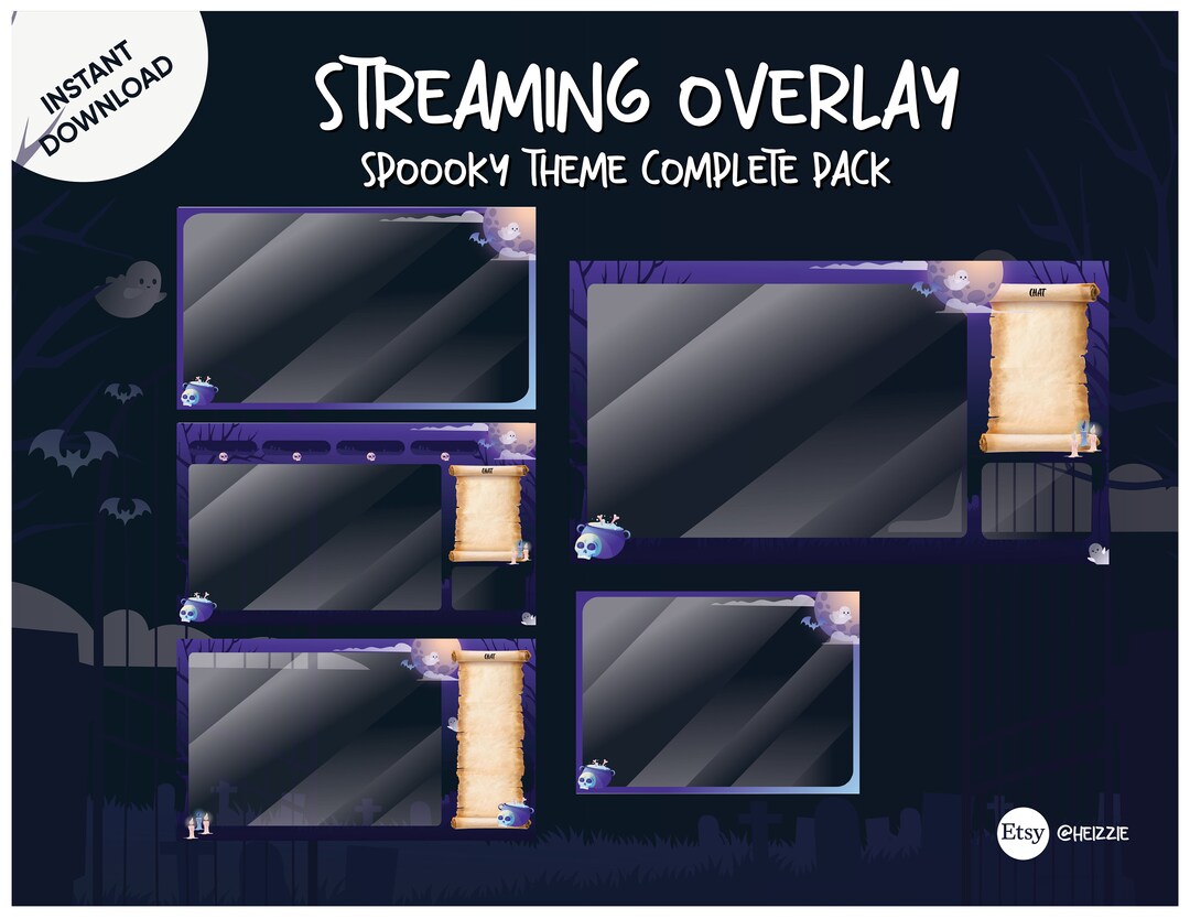 Dark Spooky Cute Halloween Ghost Haunted Twitch Complete Pack Animated ...