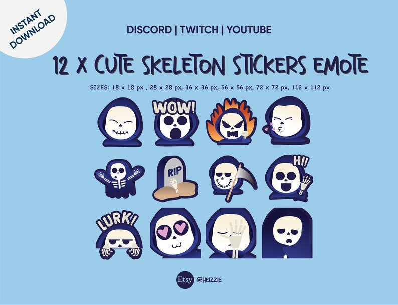 Cute Spooky Skeleton Haunted Twitch and Discord Sticker - Etsy