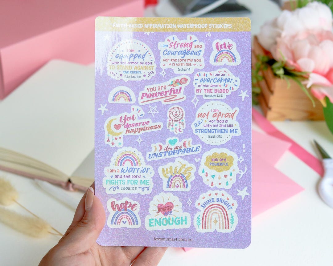 Pastel Rainbow Bible Verses | Affirmation Stickers | Uplifting ...