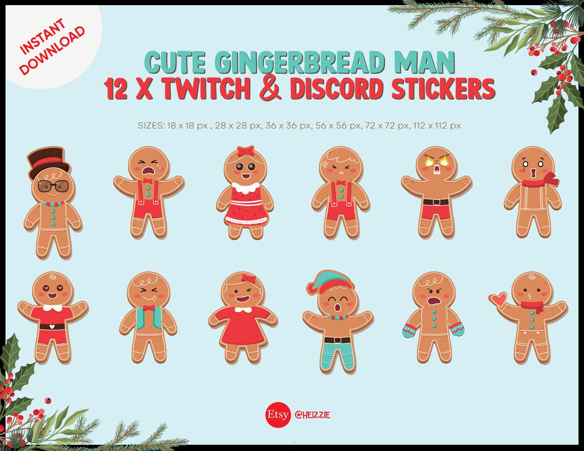 Gingerbread Man Cute Twitch and Discord Bit Badges Cute Sub Badges ...