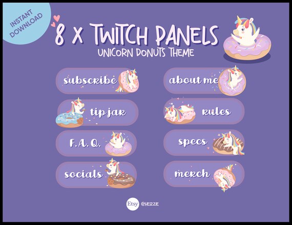 Einhorn Donut Twitch Panels Overlay x 8 - Etsy