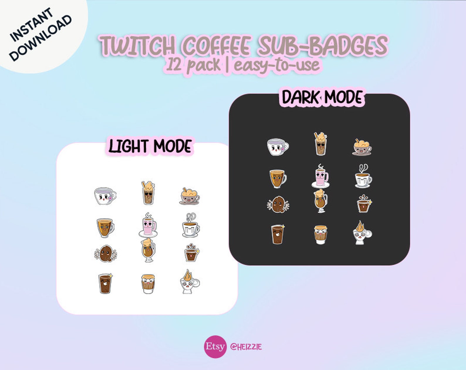 Coffee CUTE Badges Twitch Sub Bit Badges Cute Sub Badges - Etsy
