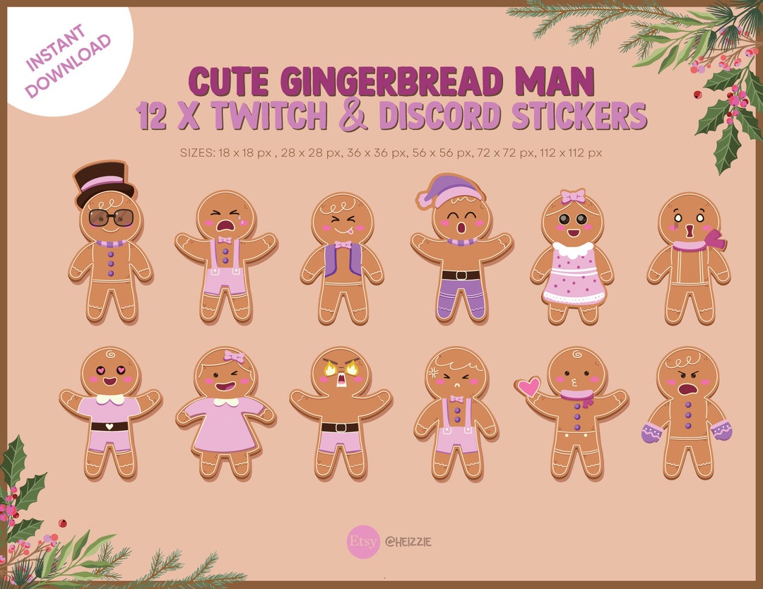 Pink Gingerbread Man Cute Twitch, Tik Tok Discord Bit Badges Cute ...