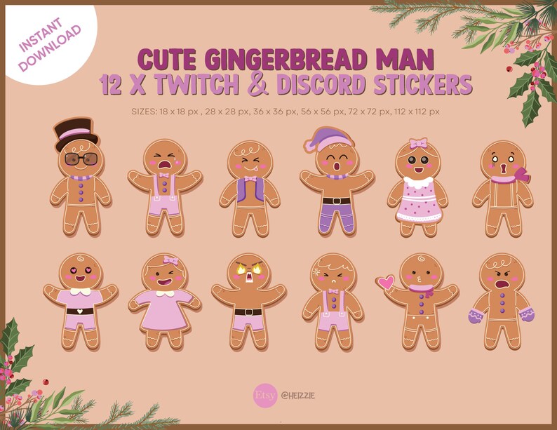 Pink Gingerbread Man Cute Twitch, Tik Tok Discord Bit Badges Cute ...