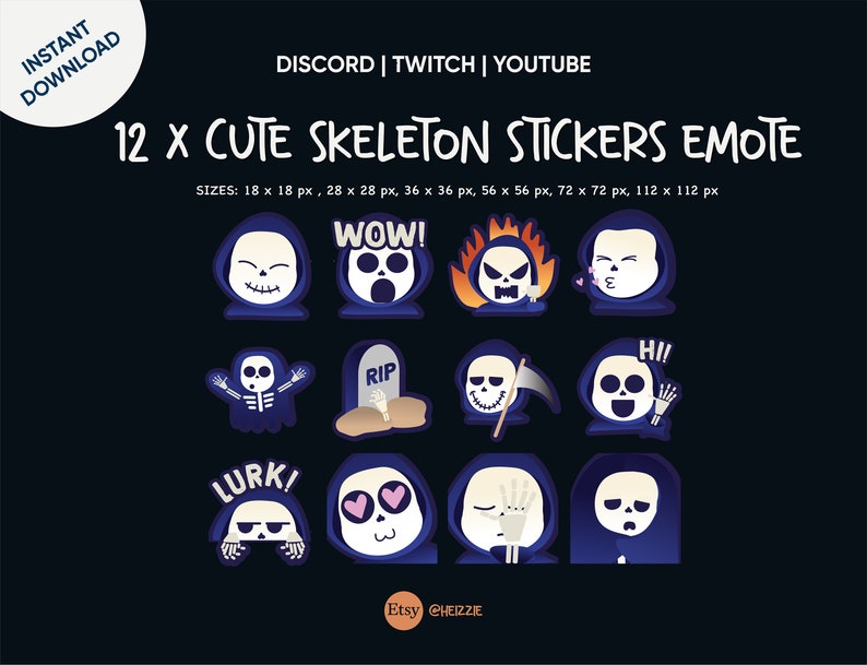 Cute Spooky Skeleton Haunted Twitch and Discord Sticker - Etsy