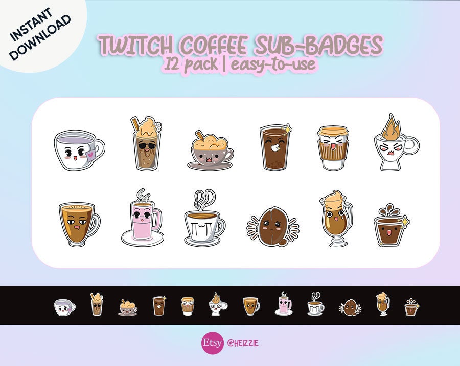 Coffee CUTE Badges Twitch Sub Bit Badges Cute Sub Badges Badges for ...