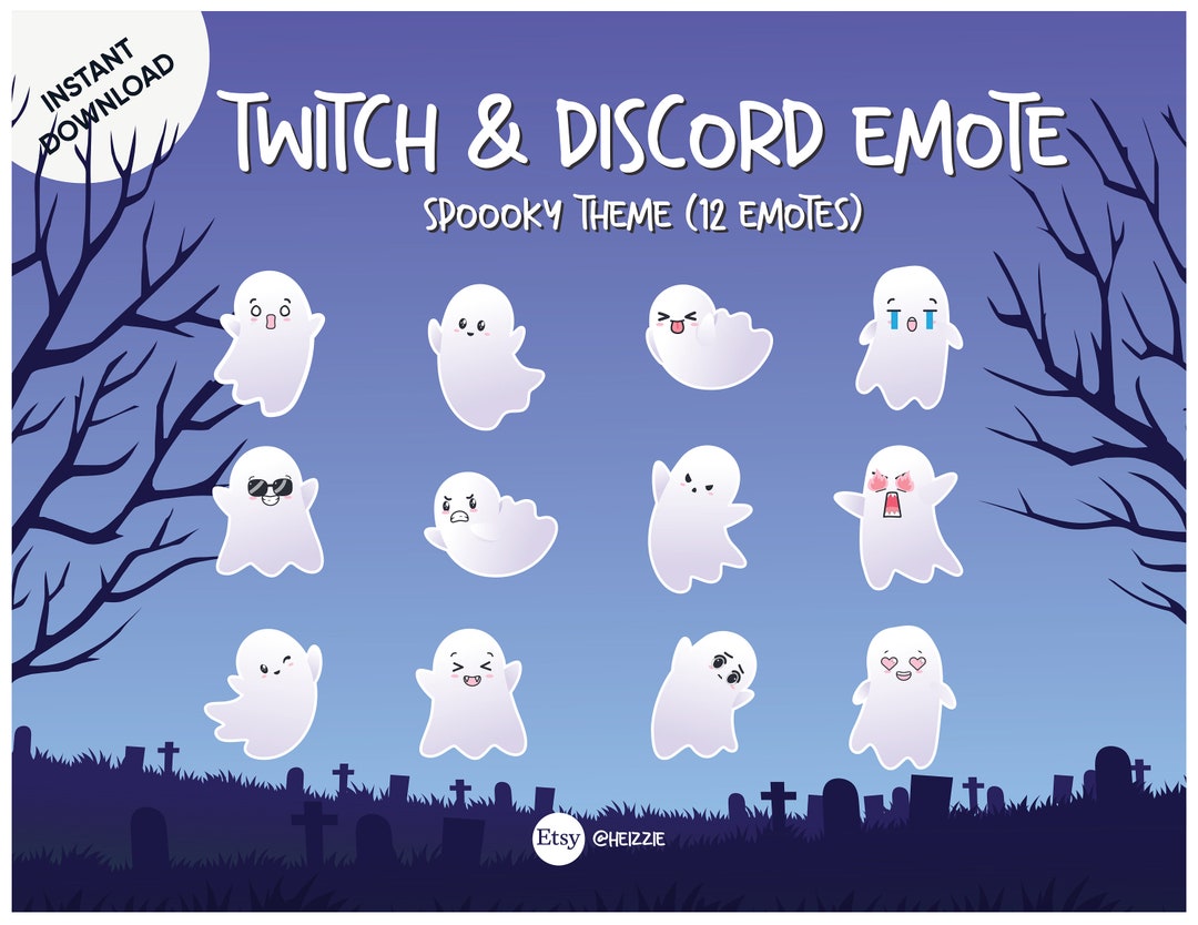 Dark Spooky Cute Halloween Ghost Haunted Twitch and Discord Emotes X 12 ...