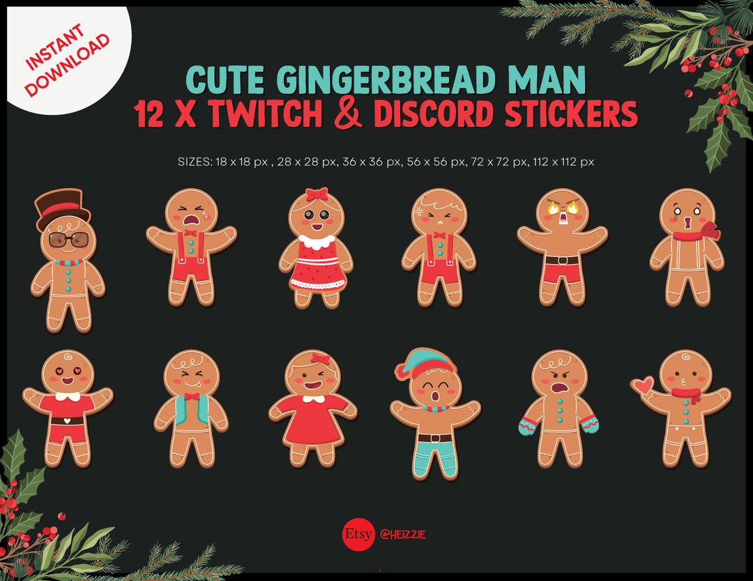 Gingerbread Man Cute Twitch and Discord Bit Badges Cute Sub Badges ...