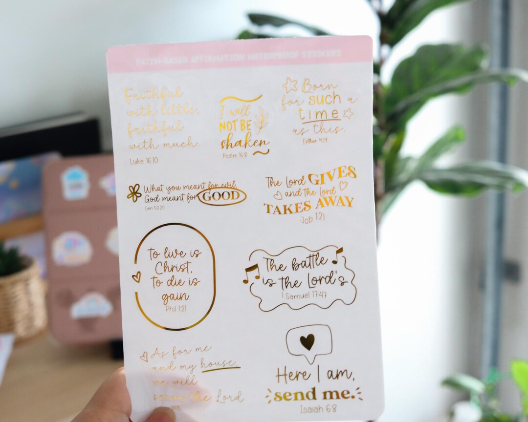 Bible Verse Stickers Sheet | Gold Foil Transparent - Etsy