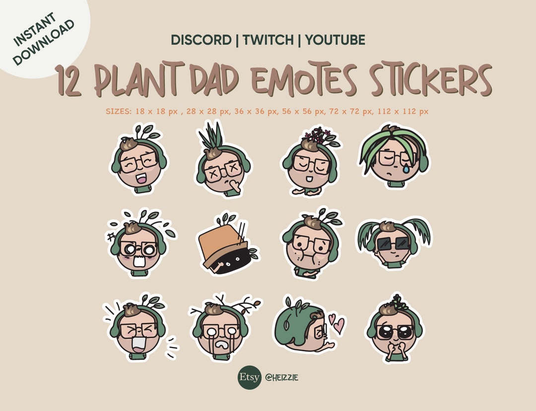 Plant Dad Plant Daddy Twitch, Tiktok, Discord Emotes Stickers X 12 - Etsy