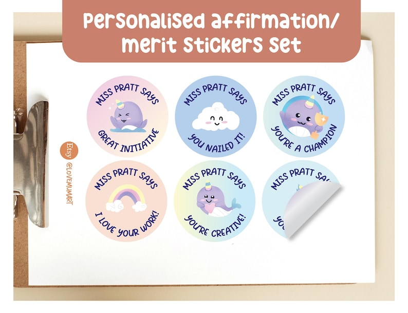 60 Pcs X Teacher Personalised Name - Narwhal Theme - Student Kids ...