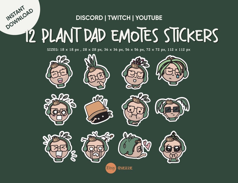 Plant Dad Plant Daddy Twitch, Tiktok, Discord Emotes Stickers X 12 - Etsy