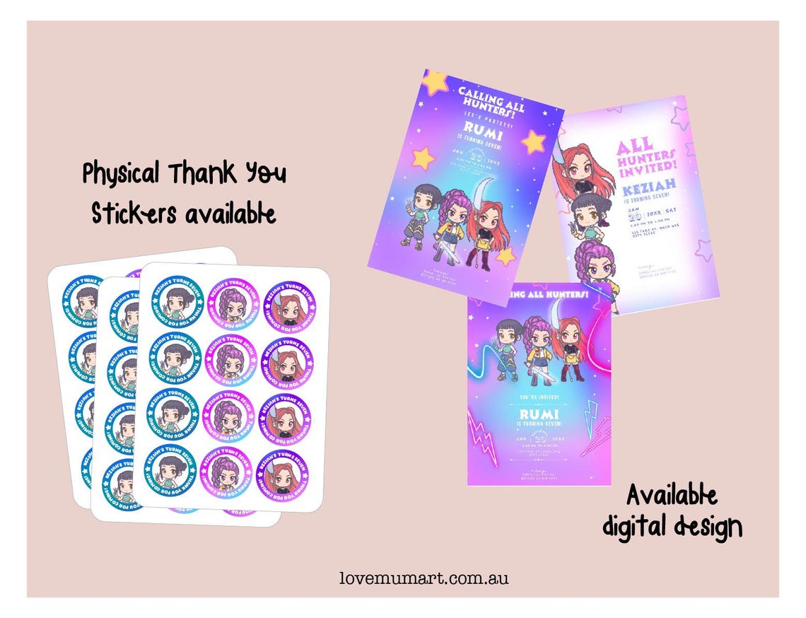 Kpop Demon Hunter Birthday Invitation – Fantasy Idol Party – Editable ...