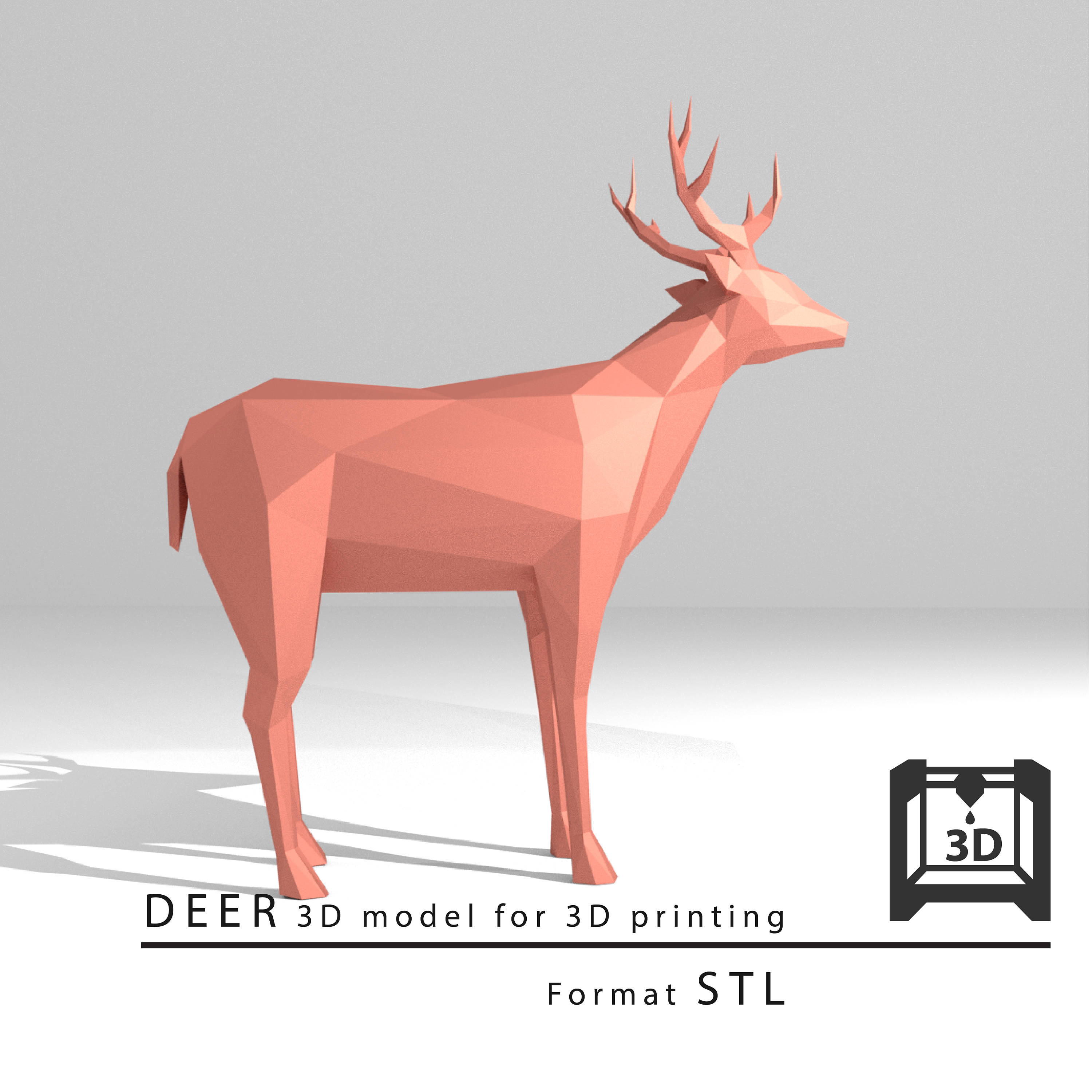 Deer 3D Model for 3D Printing. Format STL - Etsy