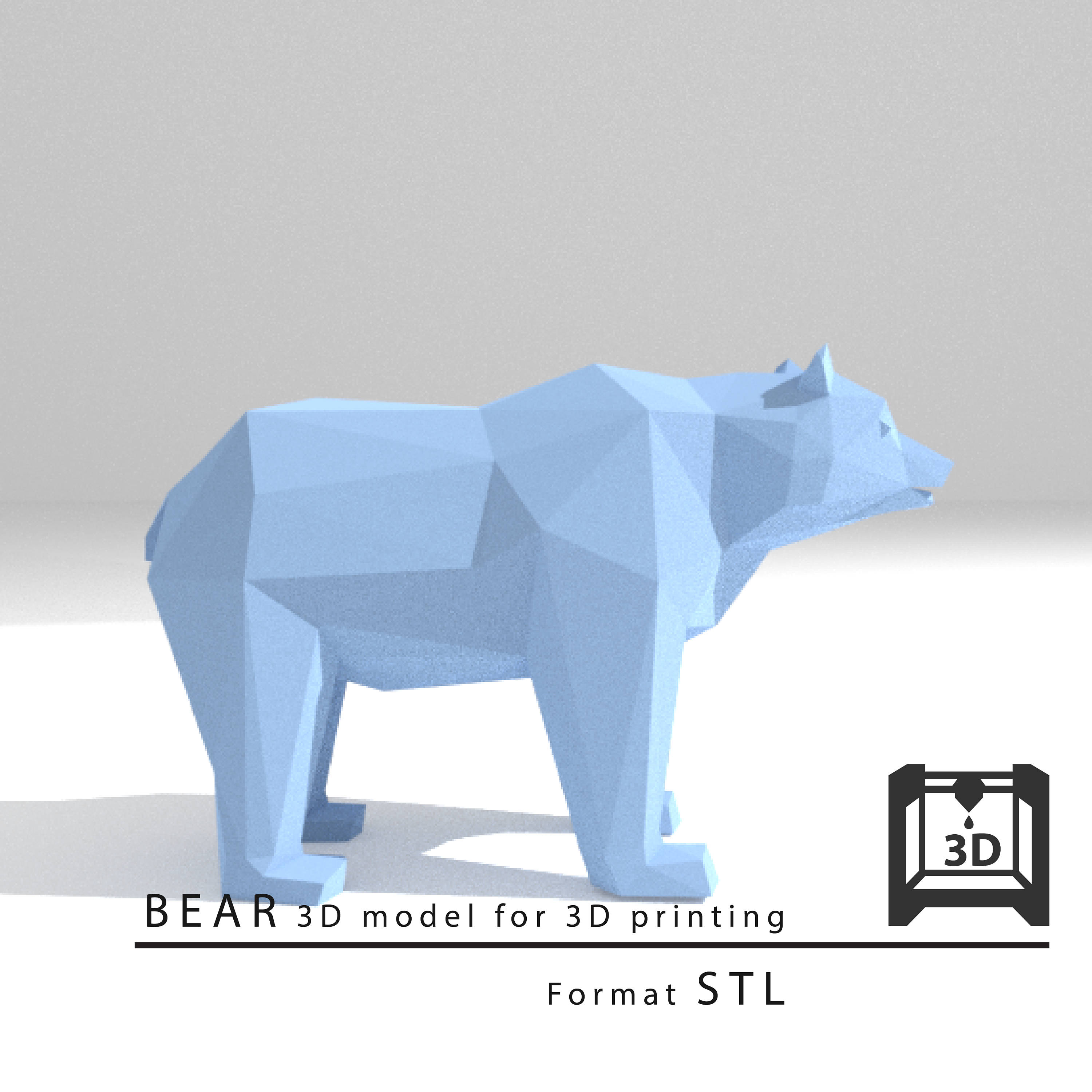Bear 3D model for 3D printing. Format STL - Etsy España