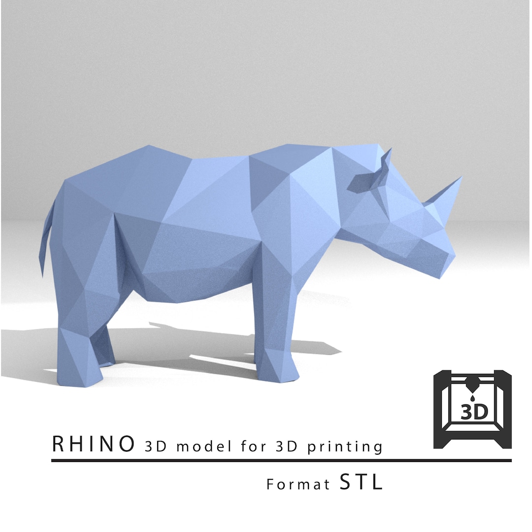 Rhino 3D Model for 3D Printing. Format STL - Etsy