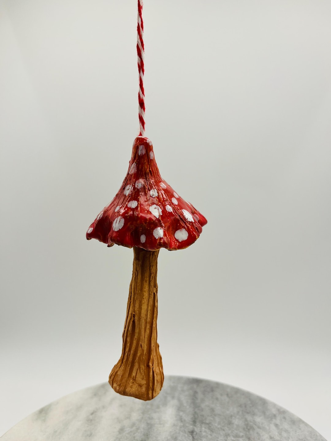 Handmade Ceramic Toadstool Ornament: Red and White Pottery Mushroom - Etsy