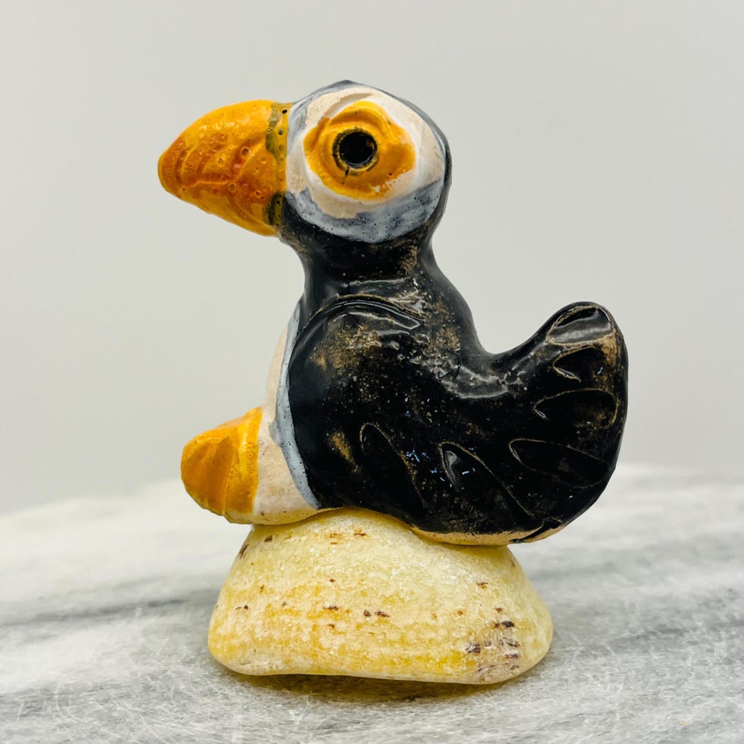 Handmade Ceramic Puffin Figurine: Beach Shell Ornament - Etsy