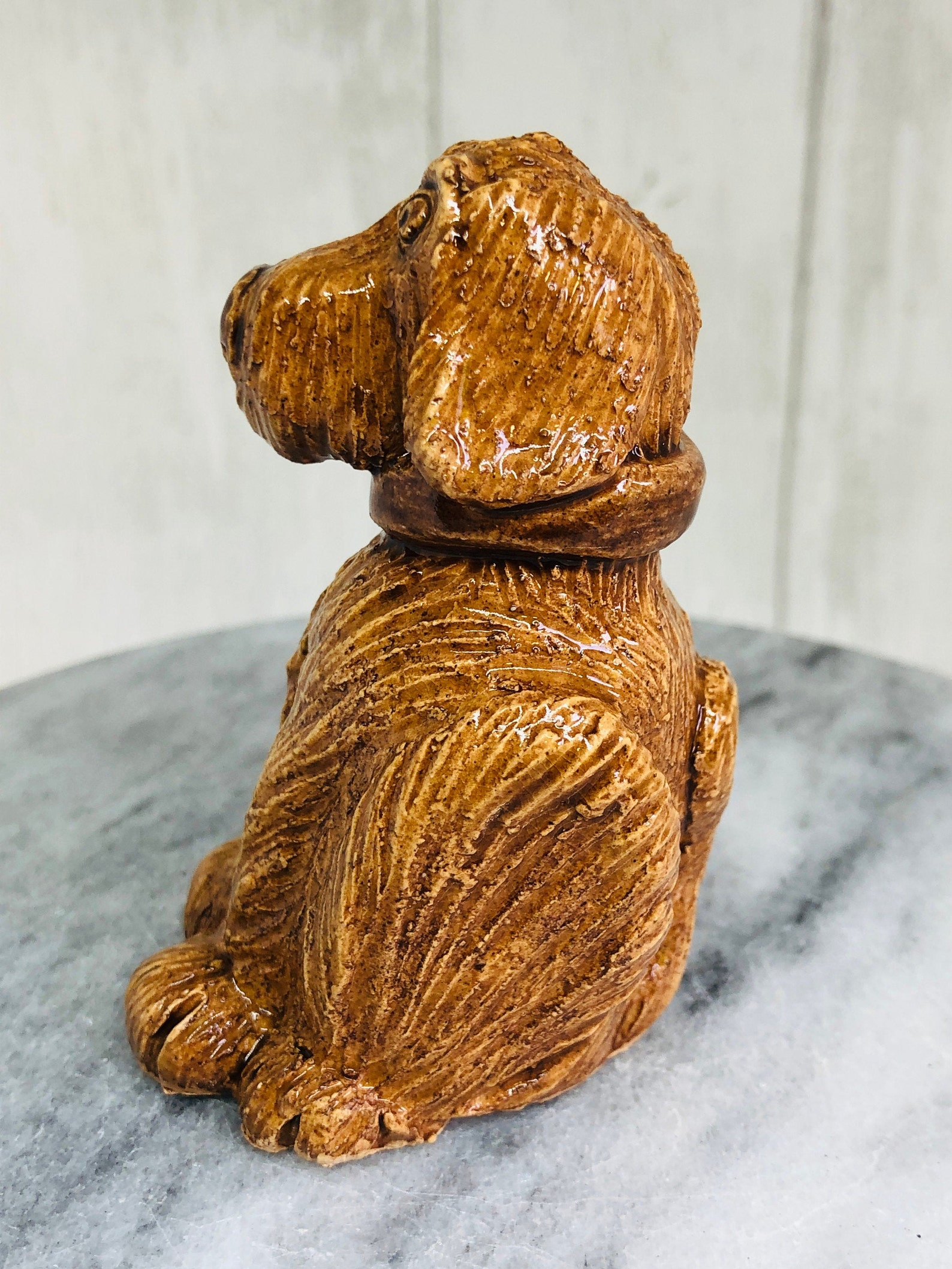 Cute Handmade Ceramic Dog Ornament Clay Figurine Brown Dogs | Etsy