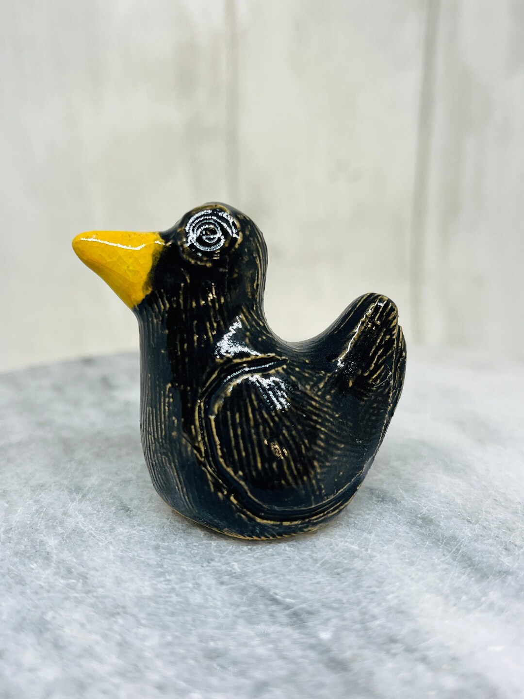 Handmade Ceramic Blackbird: Mini Pottery Bird, Home Decor - Etsy