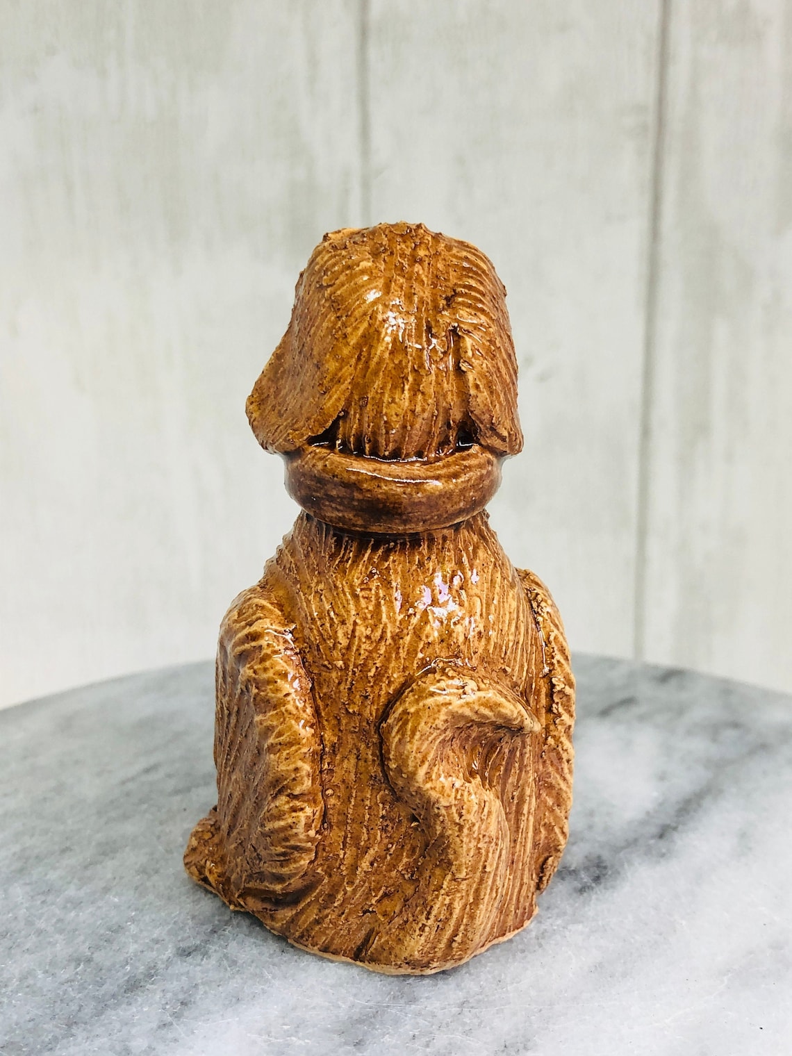 Cute Handmade Ceramic Dog Ornament Clay Figurine Brown Dogs | Etsy