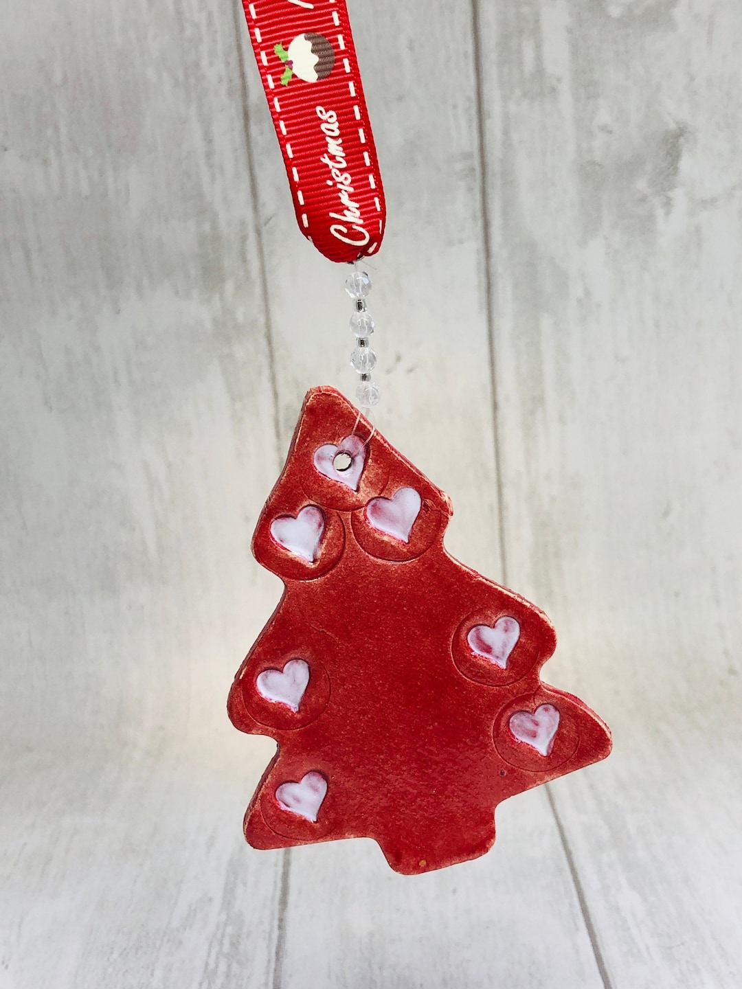 Handmade Red Ceramic Christmas Tree Decoration, Sussex Pottery and ...