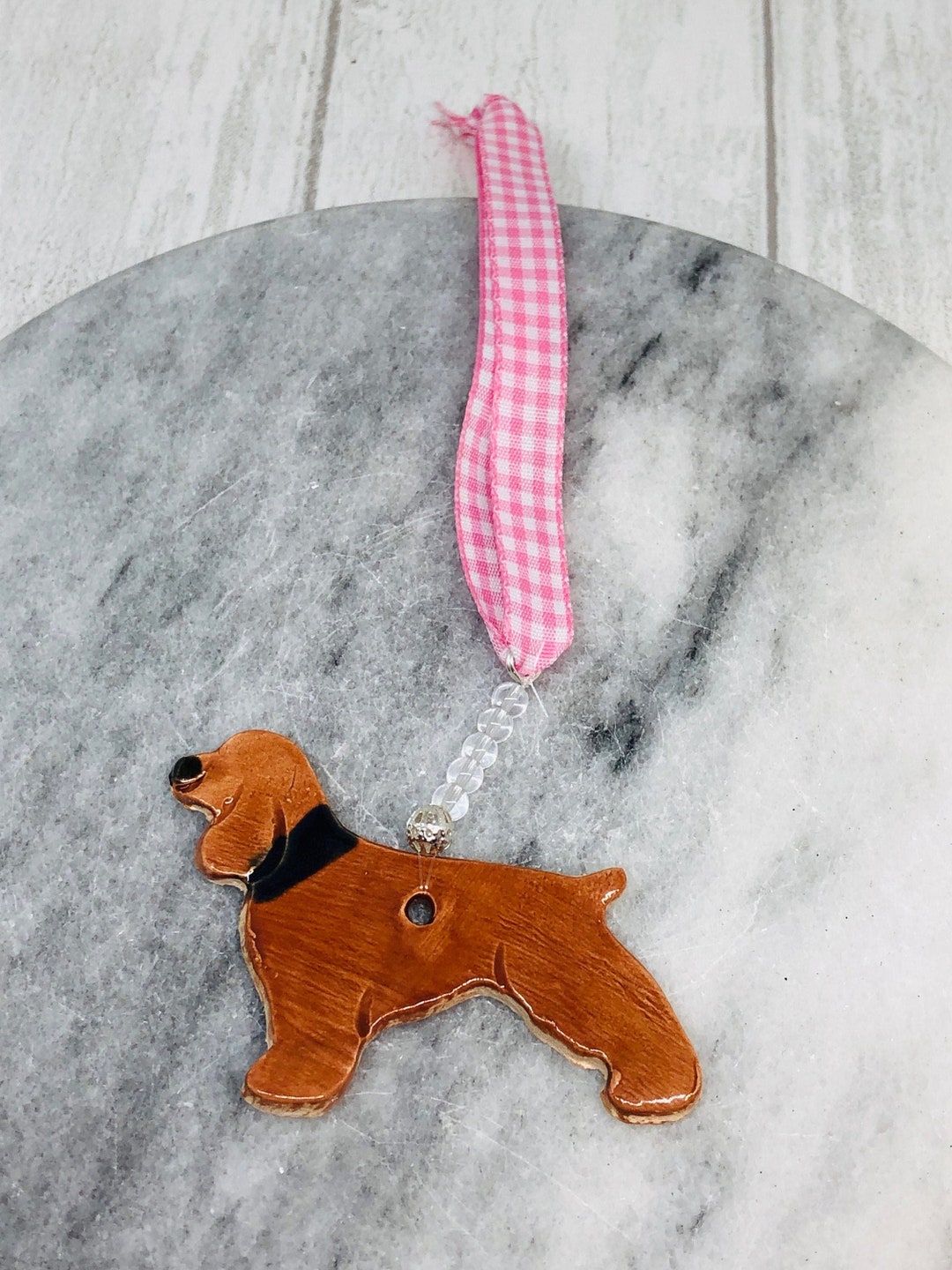 Spaniel Dog Pottery Ornament, Handmade Clay Ornaments, Ceramic Spaniels ...