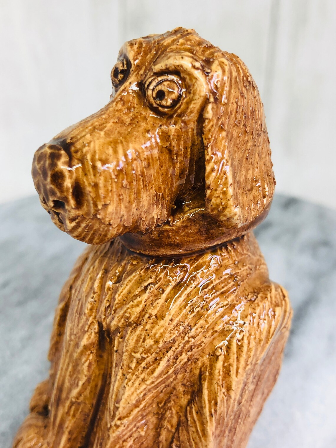 Cute Handmade Ceramic Dog Ornament Clay Figurine Brown Dogs | Etsy