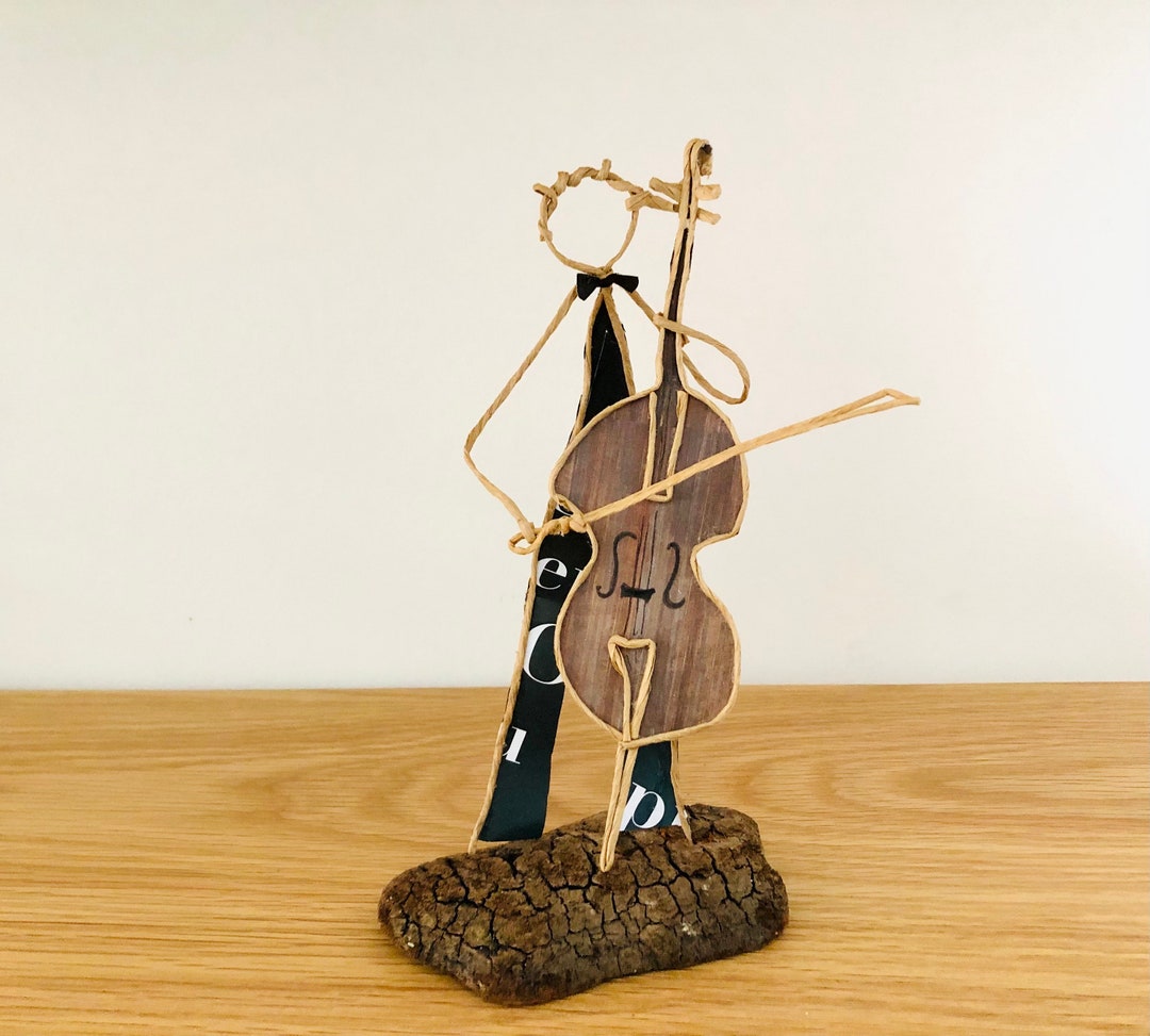 The Double Bassist Figurine String Original Gift Paper Teacher Double ...
