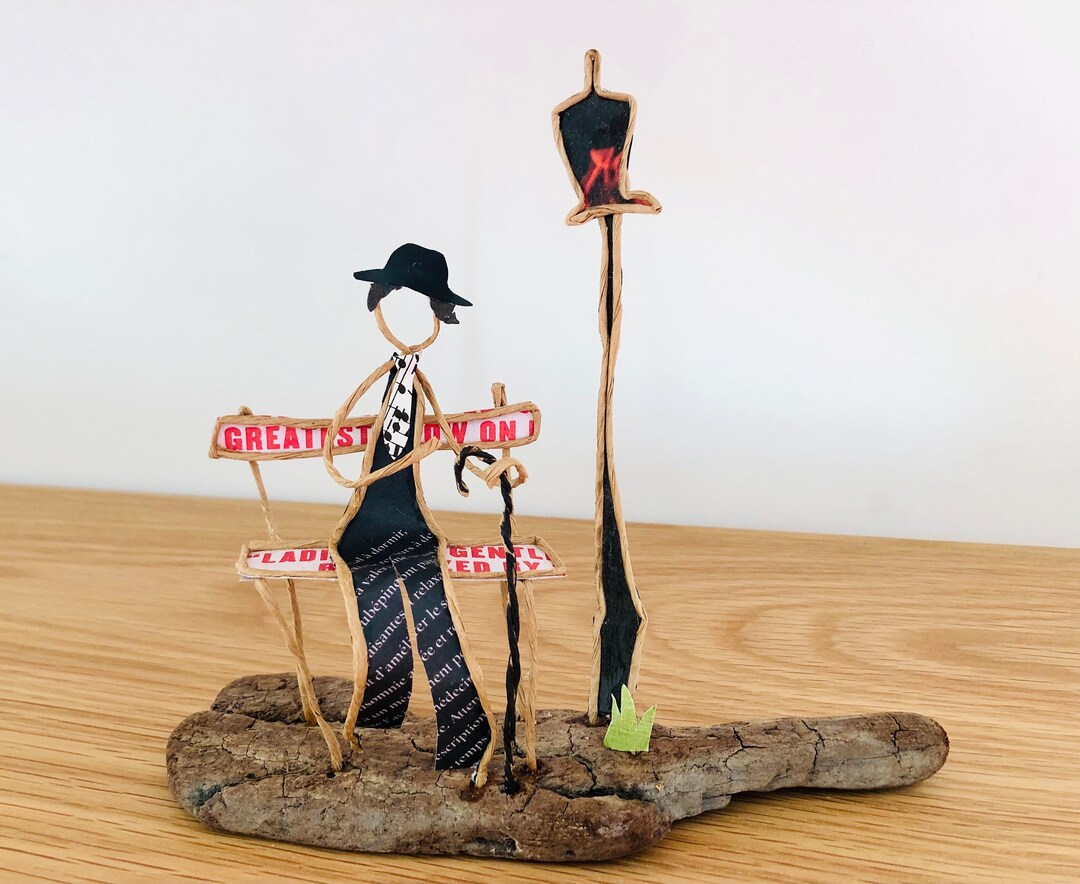 Charlie Chaplin Figurine Silent Cinema Fan Gift Charlot Bench - Etsy