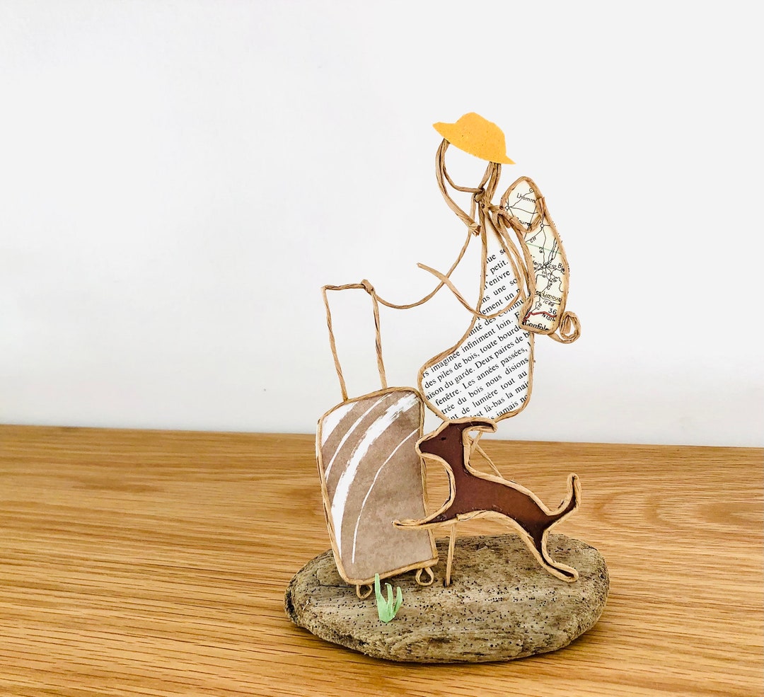 The Traveler and Her Dog Sculpture String Original Gift Paper - Etsy