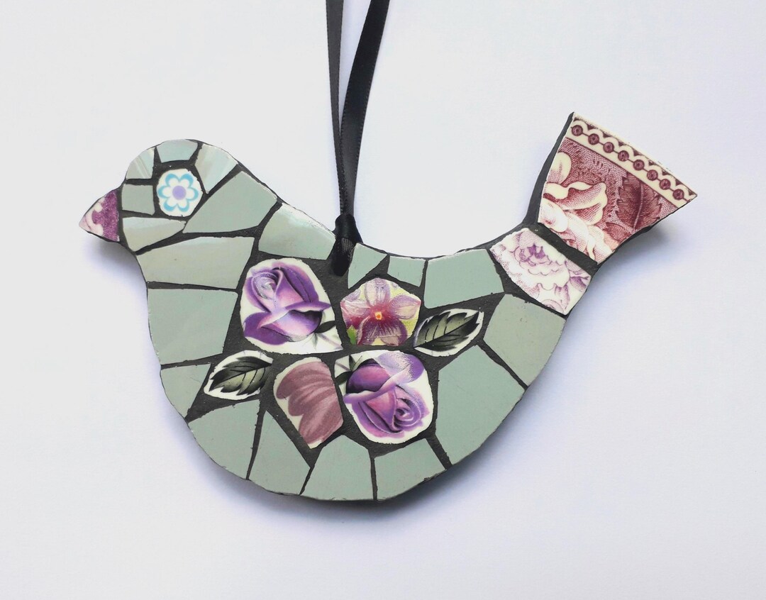 Mosaic Bird Made From Vintage Crockery. - Etsy