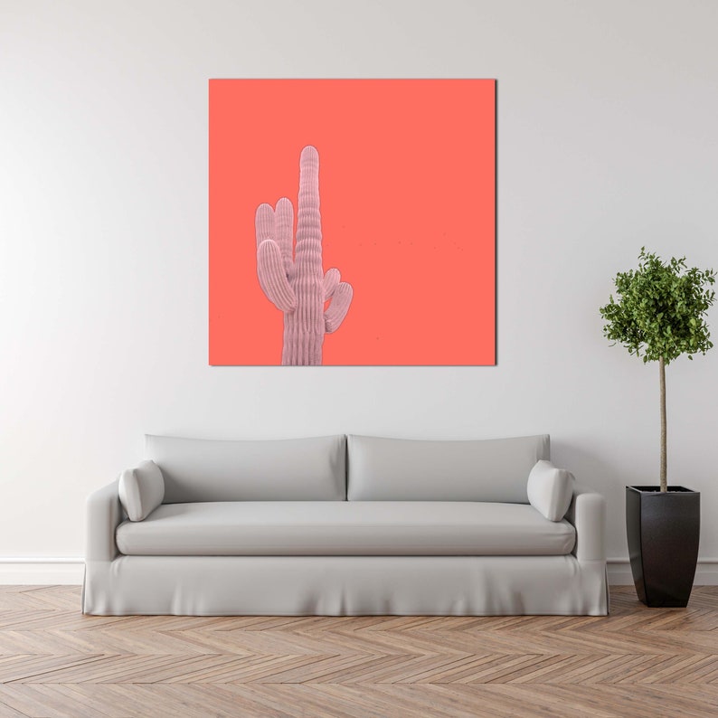 Saguaro Cactus Printable Pantone Colors Living Coral and Muavewood up ...